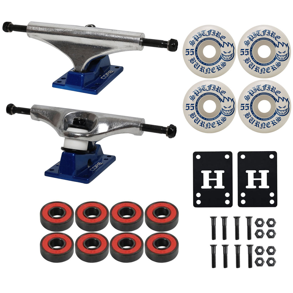 Core Hollow Skateboard Trucks 8.25" + 55mm Spitfire Burners Wheels, Ab ...