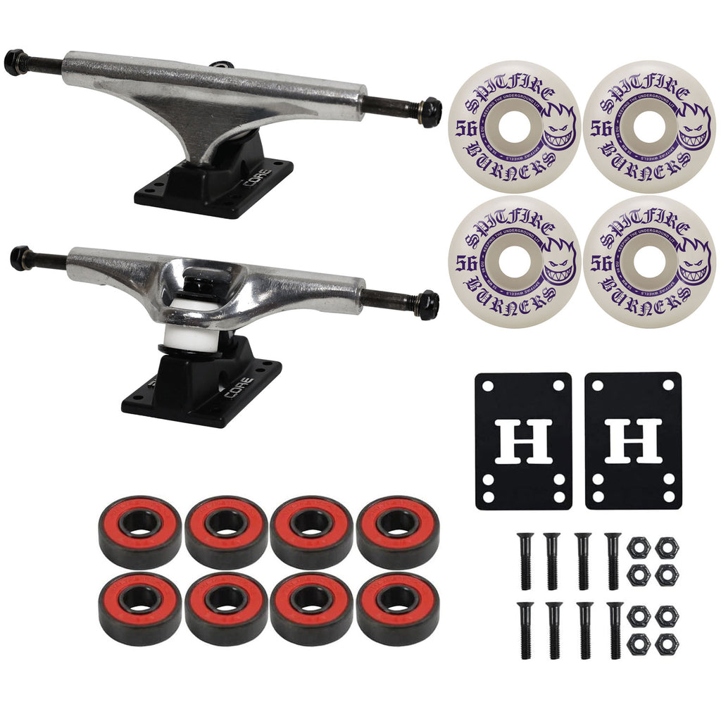 Core Hollow Skateboard Trucks 8.25" + 56mm Spitfire Burners Wheels, Ab ...