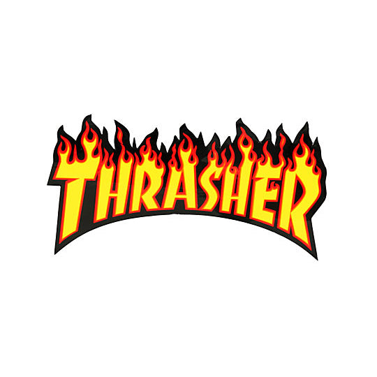 Thrasher Sticker Flame Logo Large Yellow 5" x 10.25" – TGM Skateboards