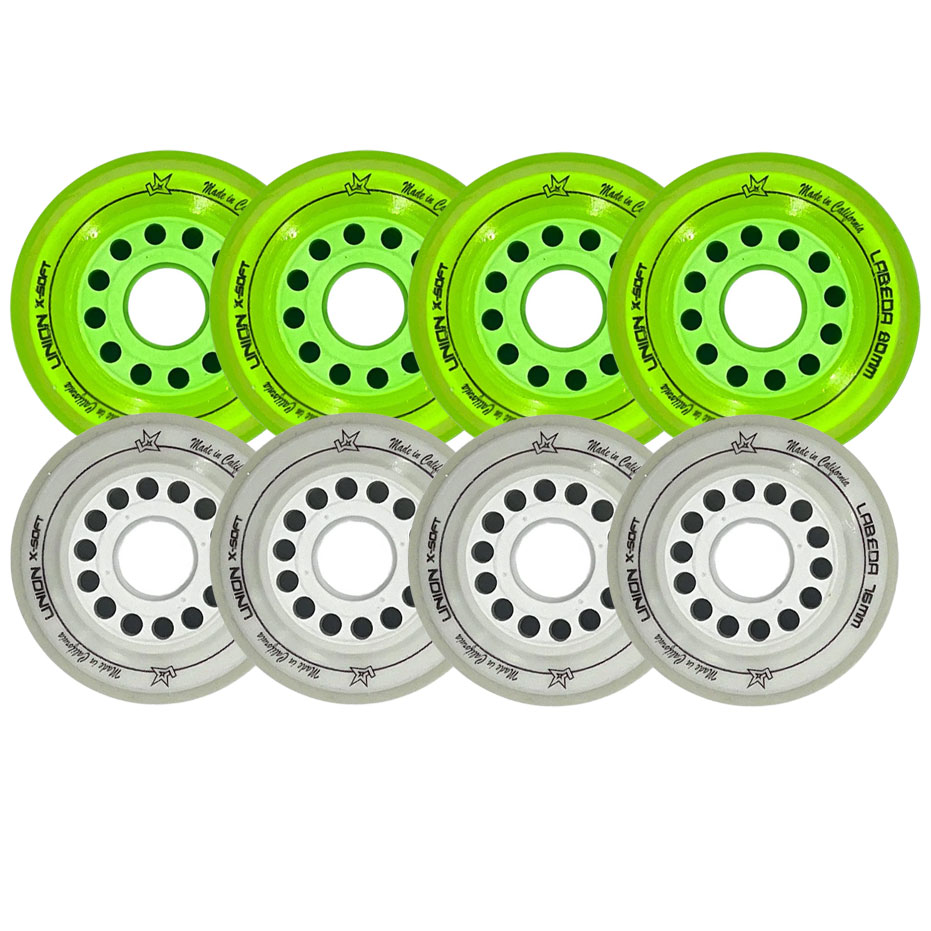 Labeda Roller Hockey Wheels - Union 76/80 HiLo X-Soft White/Green (8-P ...