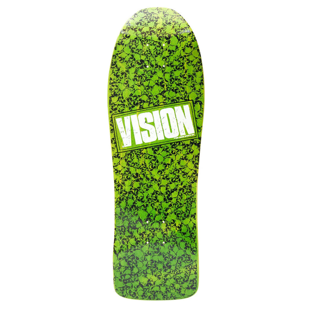 Vision Skateboard Deck Punk Skull Modern Concave Lime/White 10" x 30.5 ...