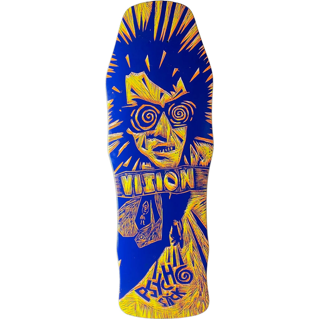 Vision Skateboard Deck OG Psycho Stick Woodcut Yellow/Blue 10" x 30" O ...