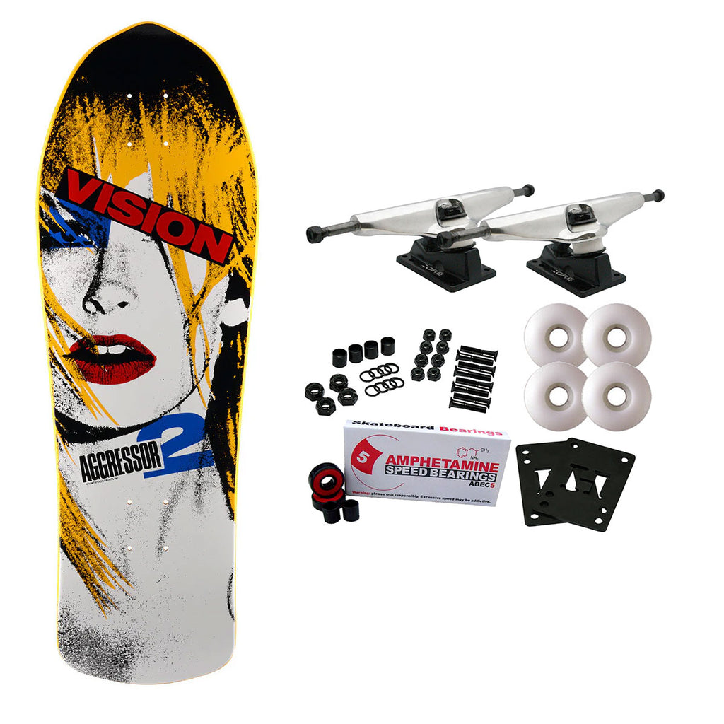 Vision Skateboard Complete Aggressor 2 Yellow 10.25" x 30.5" Old Schoo ...