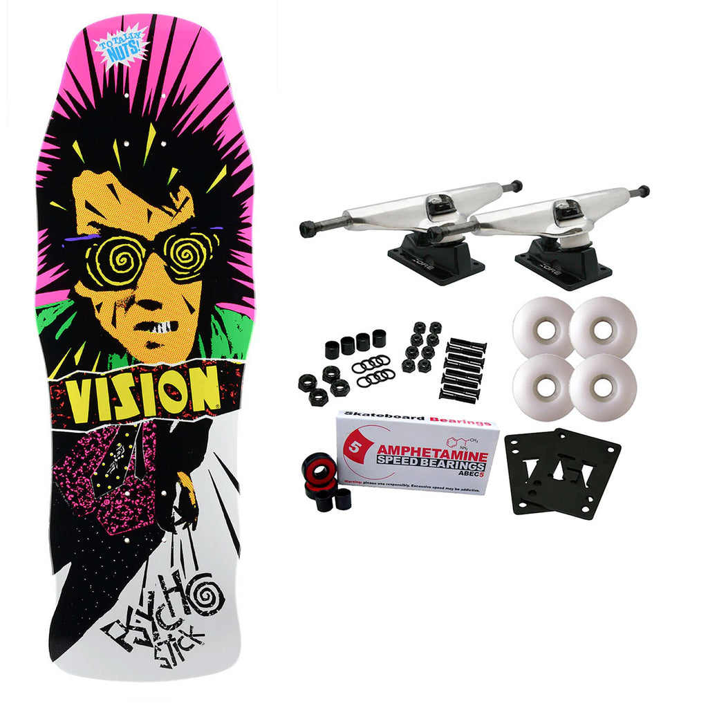 Vision Skateboard Complete Psycho Stick White 10" x 30" Old School ...