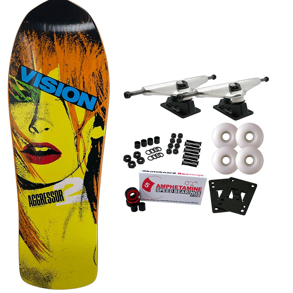 Vision Skateboard Complete Aggressor 2 Concave Orange Stain 10" x 30.2 ...