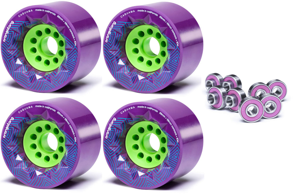 Orangatang Longboard Wheels Caguama Purple 85mm 83A with Loaded Jehu V ...