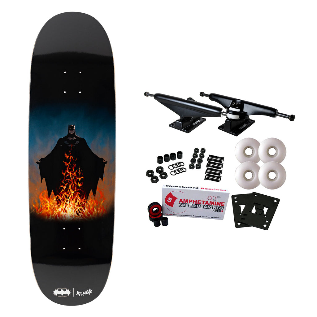 Welcome x Batman Skateboard Complete Bat Flames on Boline 2.0 Black 9 ...