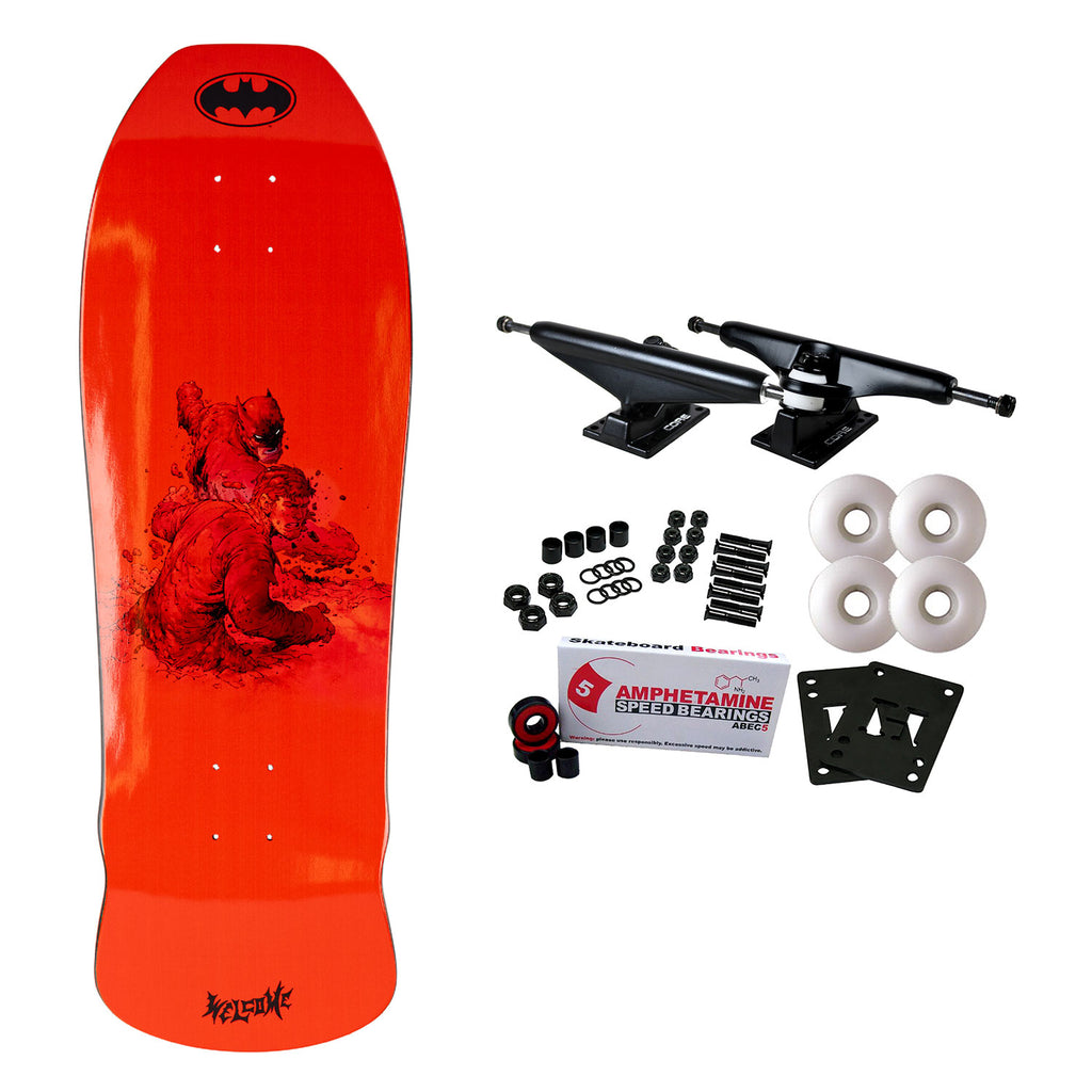 Welcome x Batman Skateboard Complete Knockout on Early Grab Red/Black ...