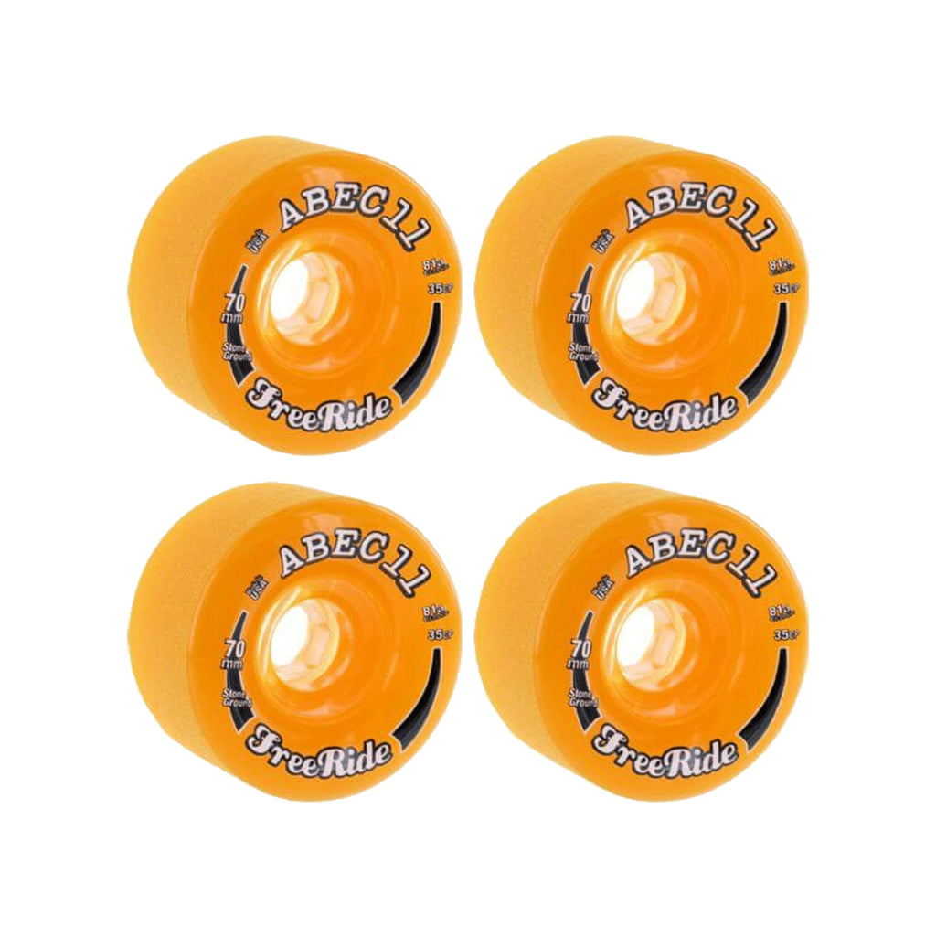 Abec 11 Longboard Wheels 70mm Freeride Stone Ground 81A Amber/Clear ...