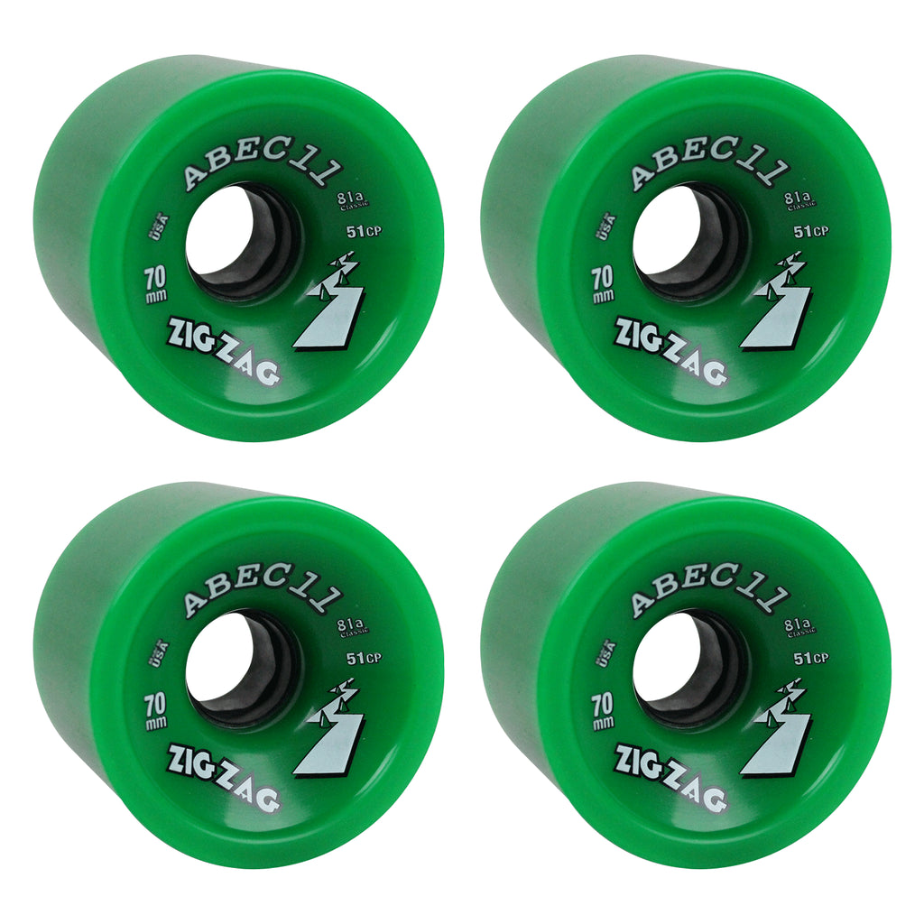Abec 11 Longboard Wheels 70mm Classic ZigZags 81A Green – TGM Skateboards