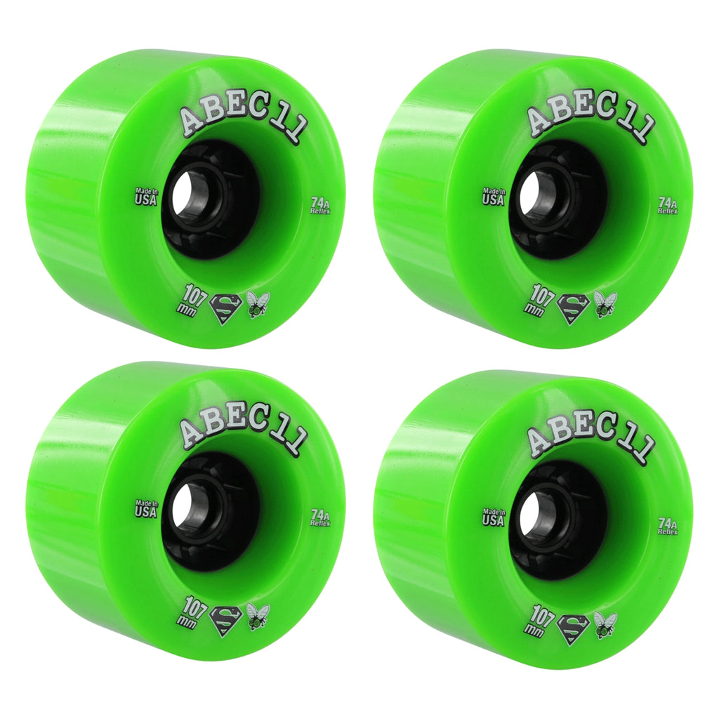 Abec 11 Longboard Wheels 107mm Superflys 74A Lime/Black – TGM Skateboards