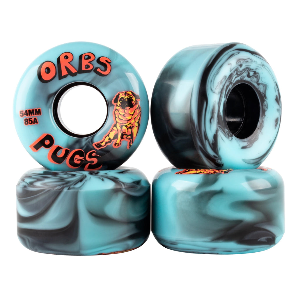 Welcome Wheels Orbs Pugs Black Blue Swirl 54mm 85A – TGM Skateboards